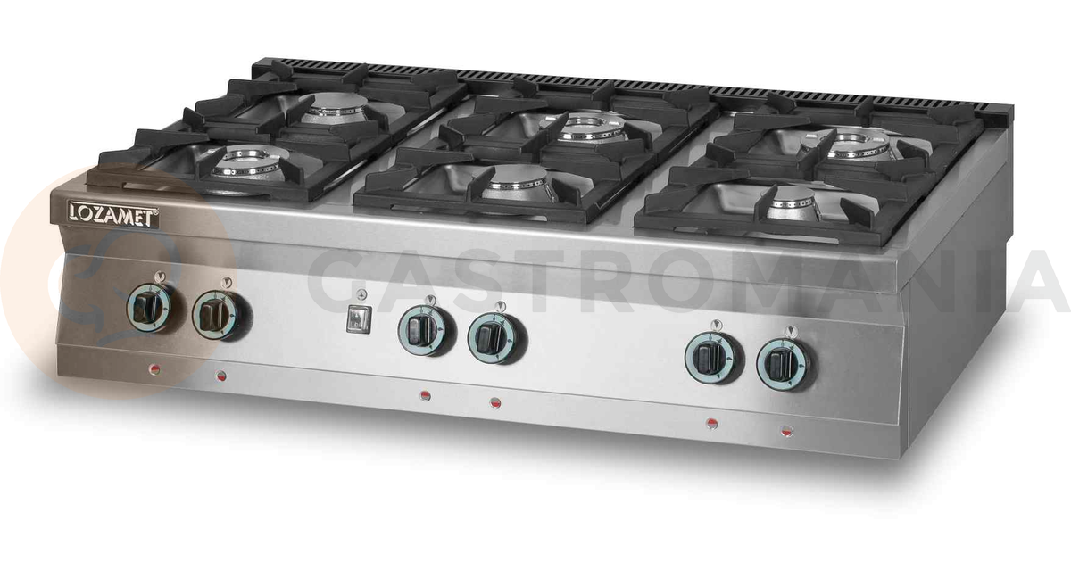 Plynový sporák so 6 horáky, 36 kW, 1200x700x280 mm | LOZAMET, L700.KG6