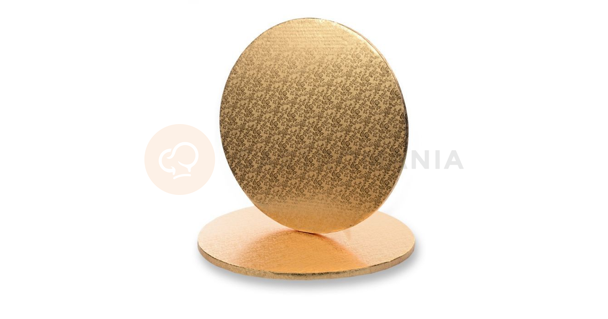 Podložka pod torty a zákusky guľatá zlatá, 25x1,2 cm | MODECOR, 30447I